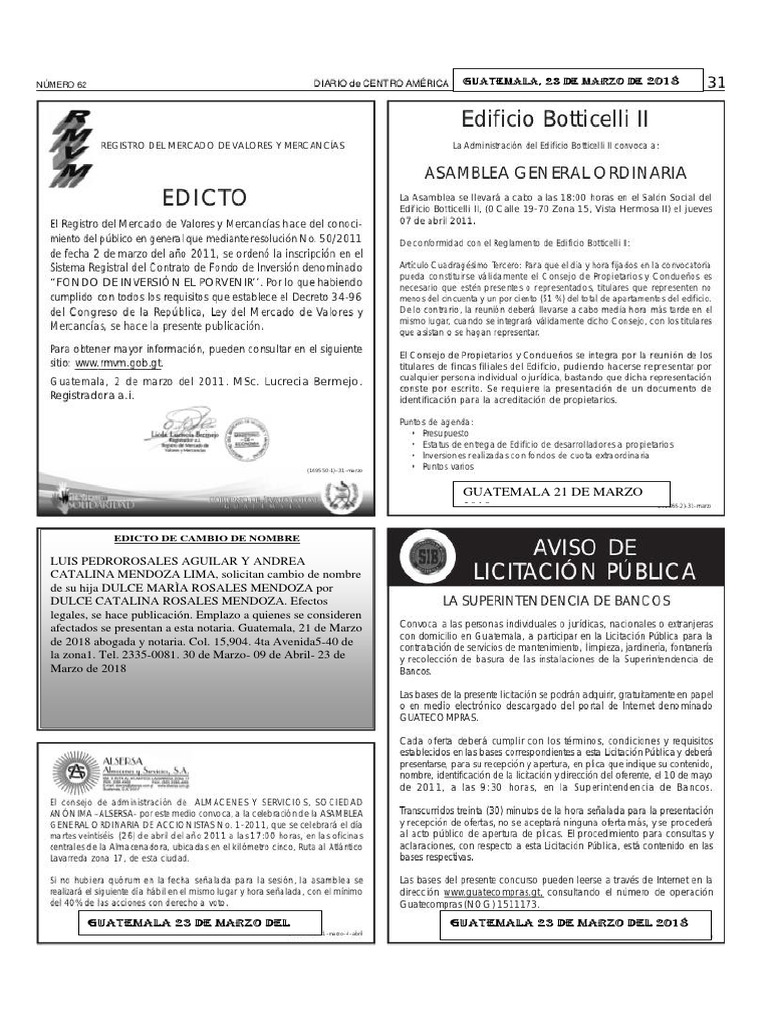 Edictos Diario Centroamerica | PDF | Guatemala