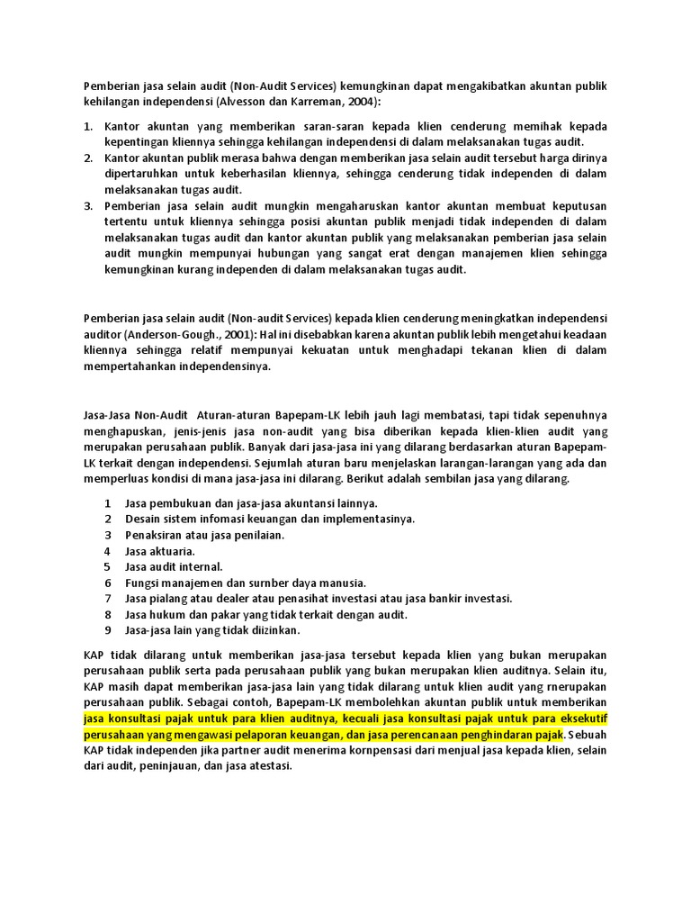 Pemberian Jasa Selain Audit | PDF | Bisnis | Hukum