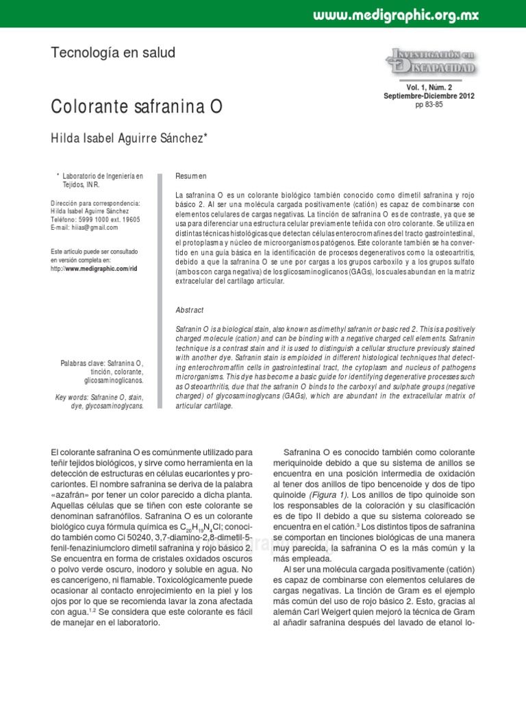 El colorante safranina O: una herramienta para la detección de ...