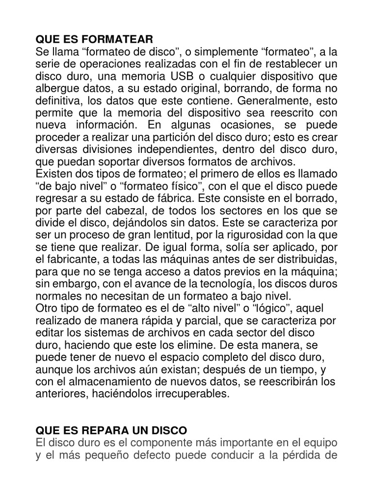 Formateo y Particiones de Discos | PDF | Almacenamiento de informacion | Archivo de computadora