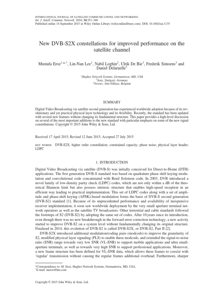 New DVB-S2X Constellations For Improved Performance On The Satellite ...