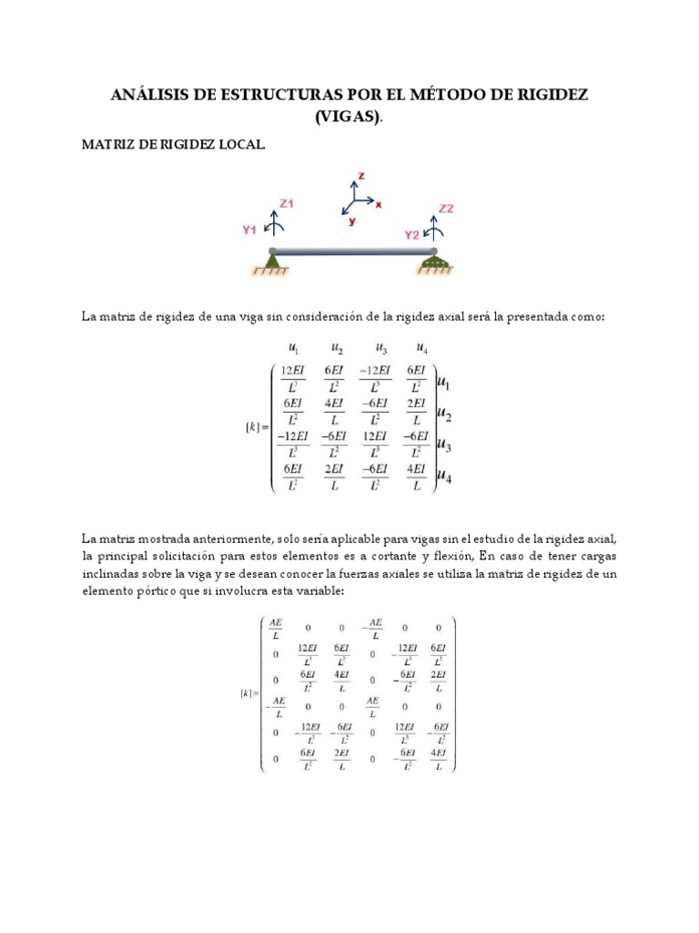 Método de Rigidez - Vigas | Rigidez | Matriz (Matemáticas)