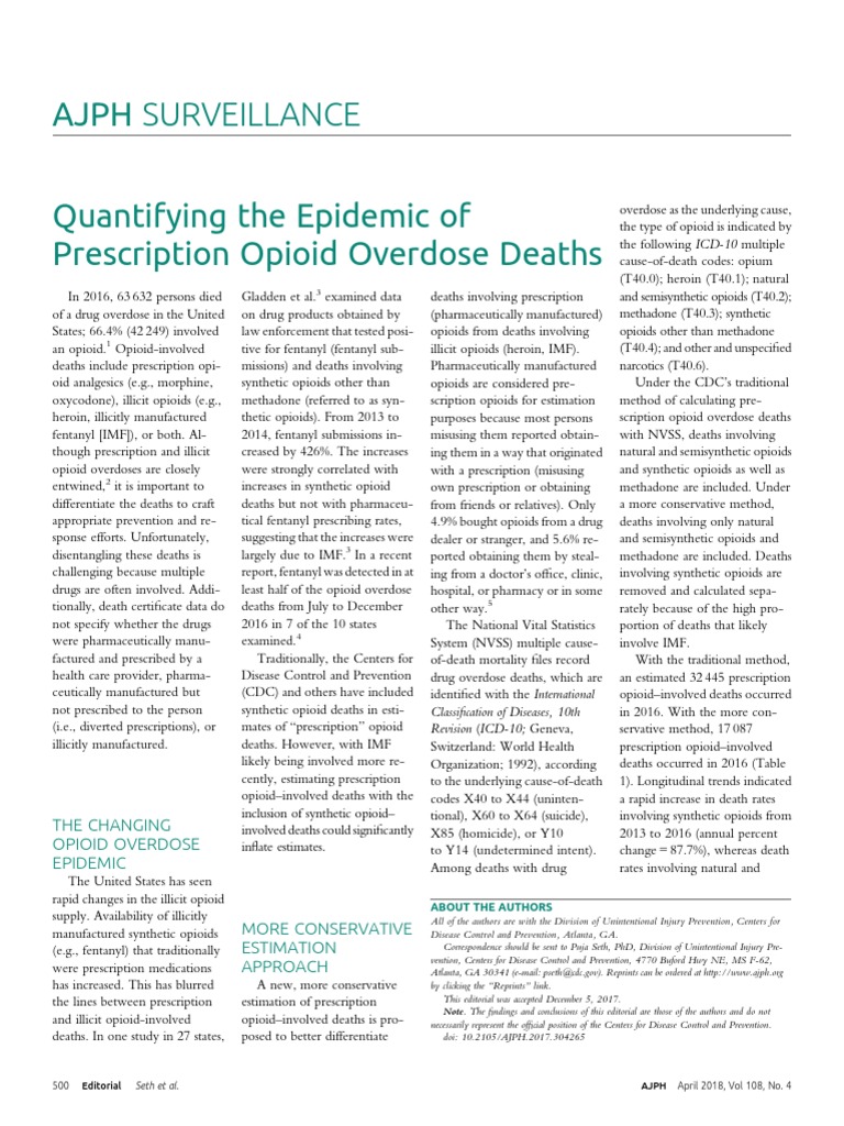 CDC Paper On Prescription Deaths | PDF | Opioid | Drug Overdose
