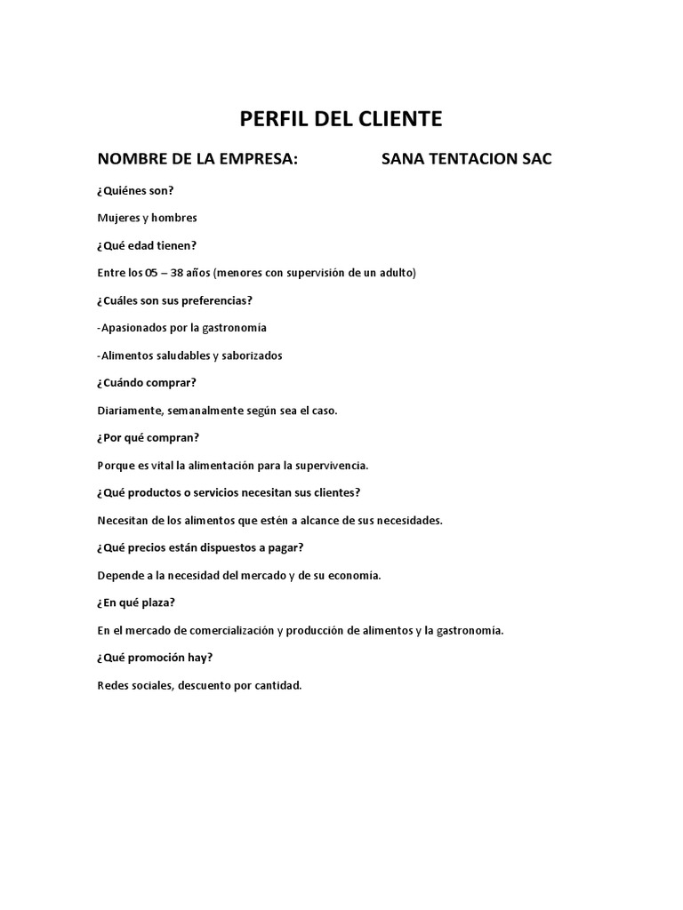 Perfil Del Cliente | PDF