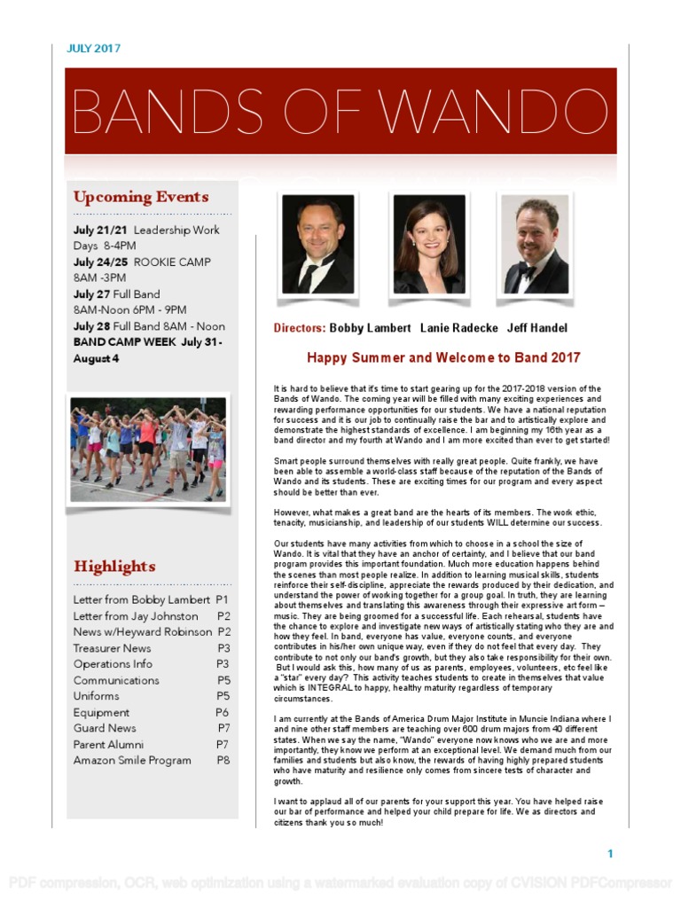 Bands of Wando: Upcoming Events | PDF