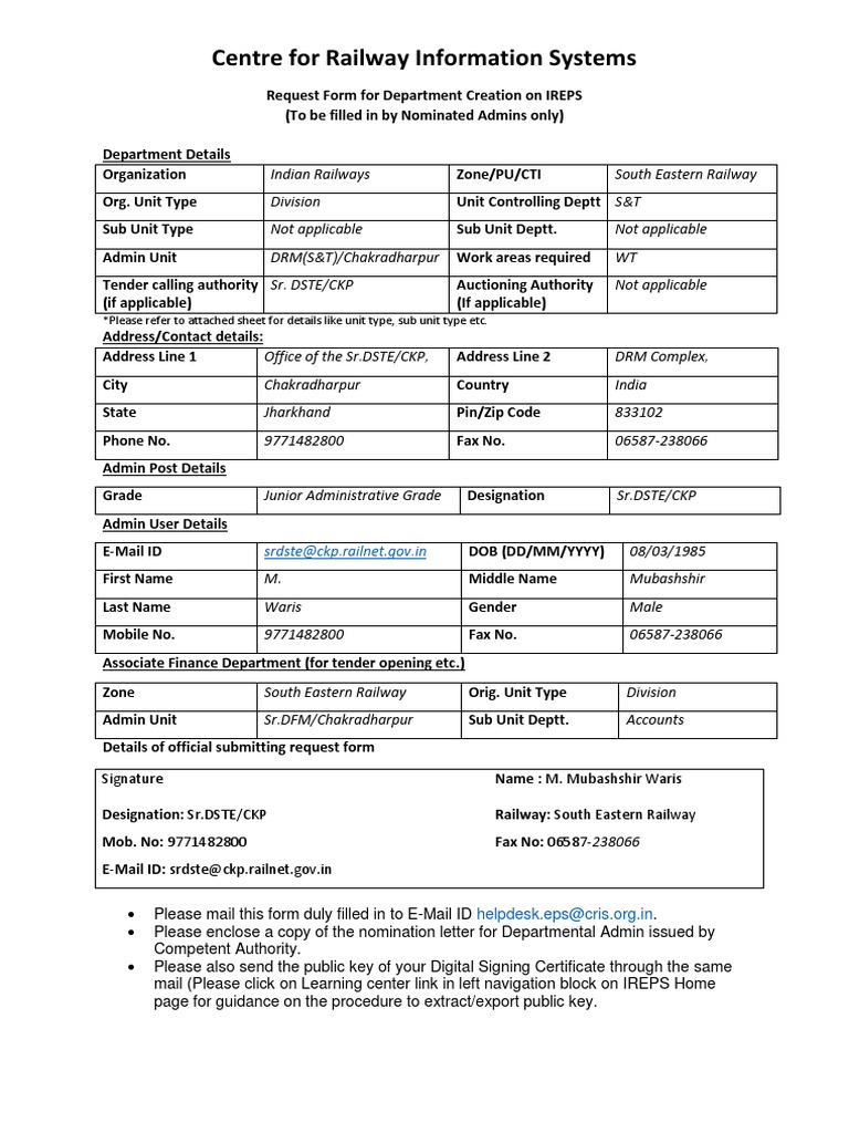 Department creation form.docx | Telecommunications | Cyberspace