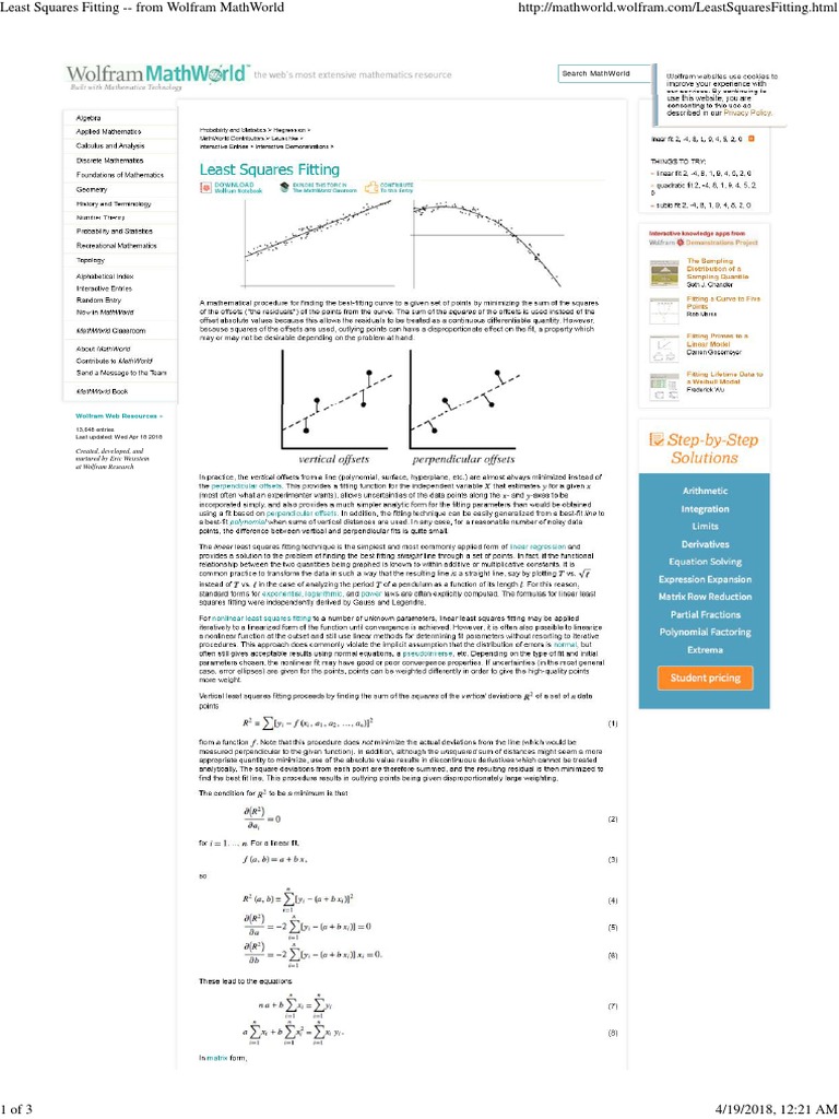 Least Squares Fitting Pdf