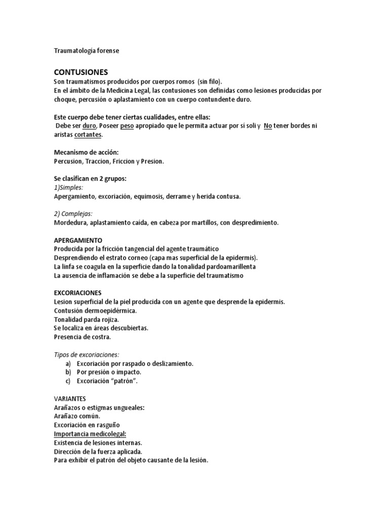 Contusiones y Apergamiento en Traumatología | PDF | Lesión | Herida