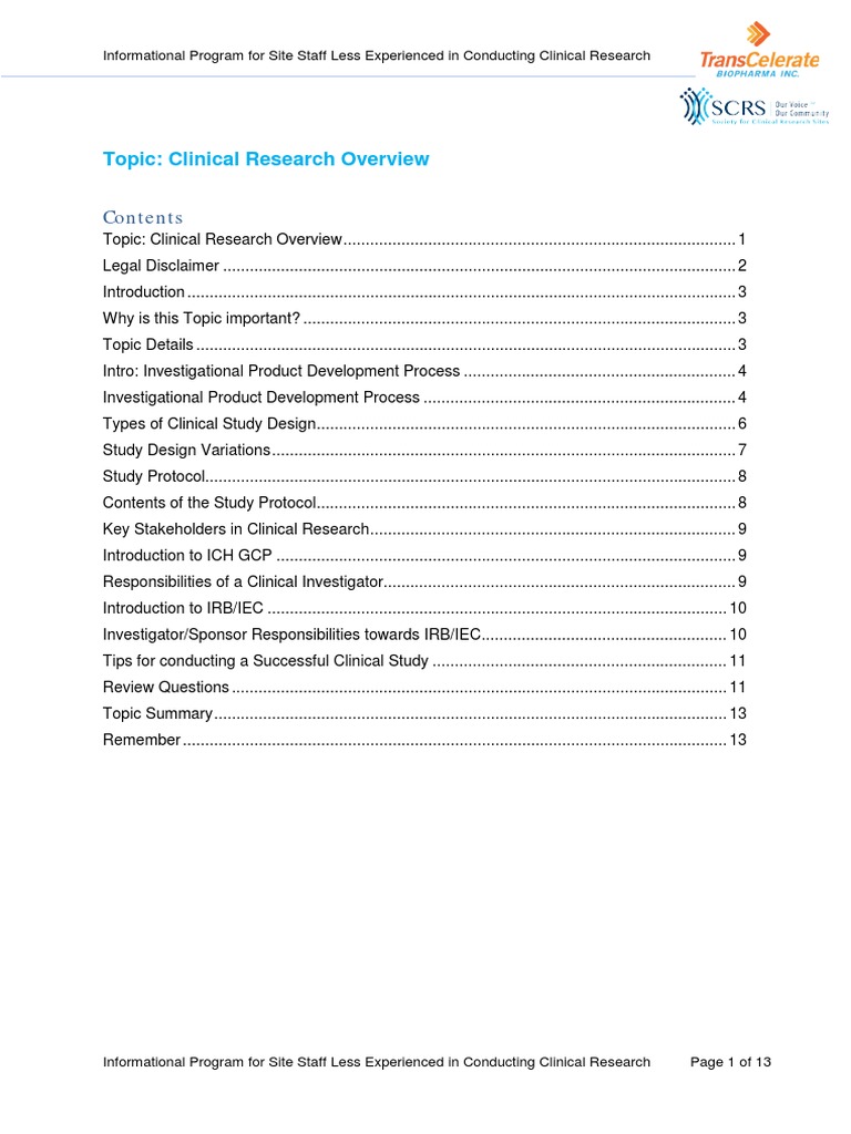 Clinical Research Overview Download | PDF | Phases Of Clinical Research ...