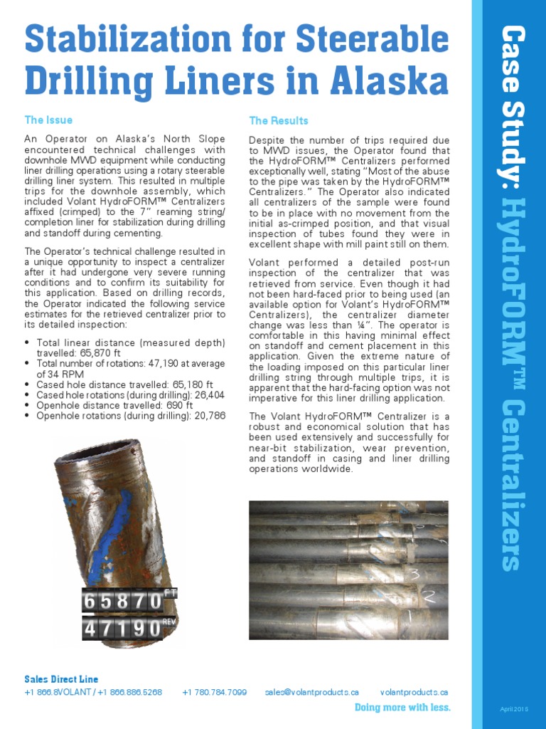 Volant HydroFORM Centralizer Case Study - Steerable Drilling Liners ...