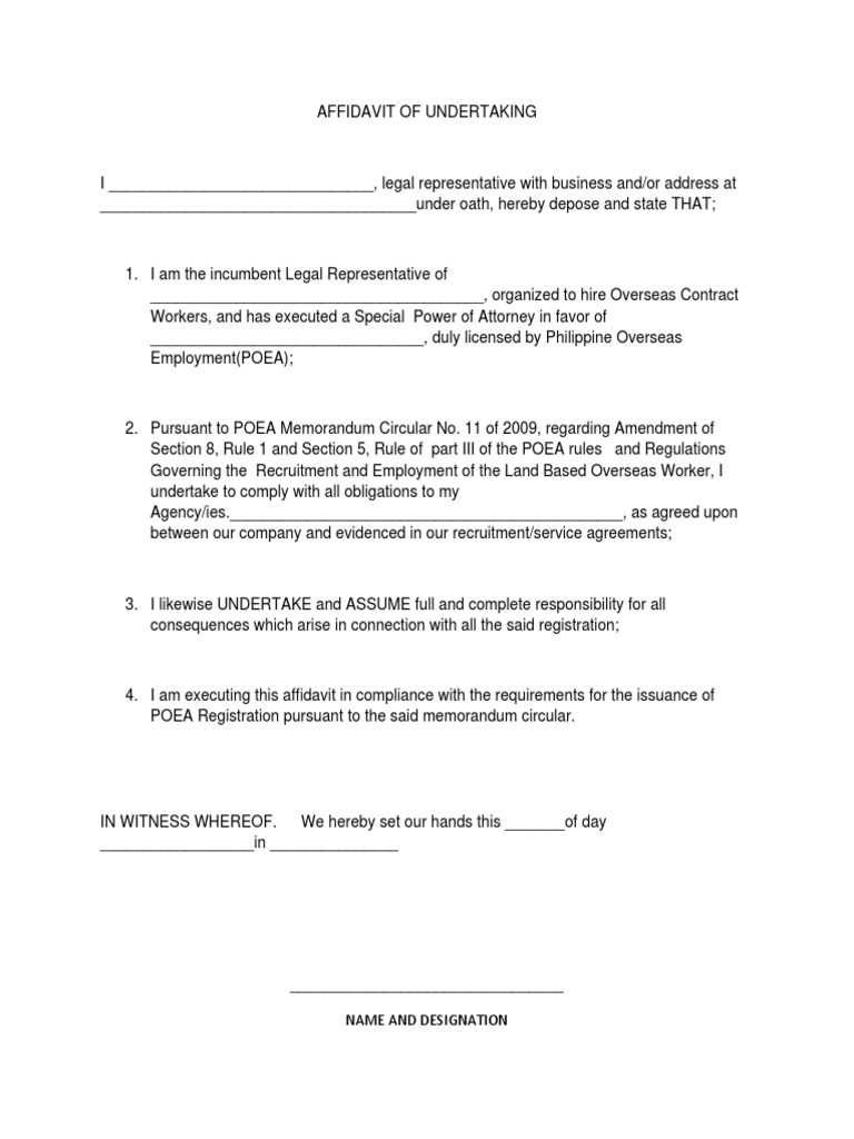 Affidavit of Undertaking | PDF