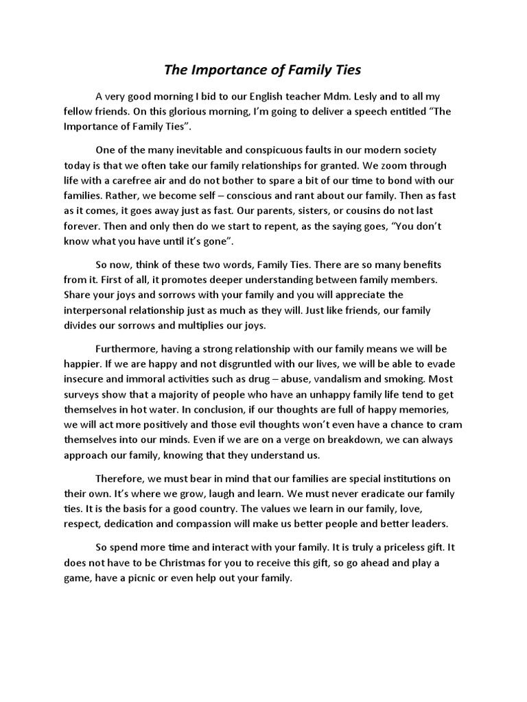 The Importance of Family Ties | PDF