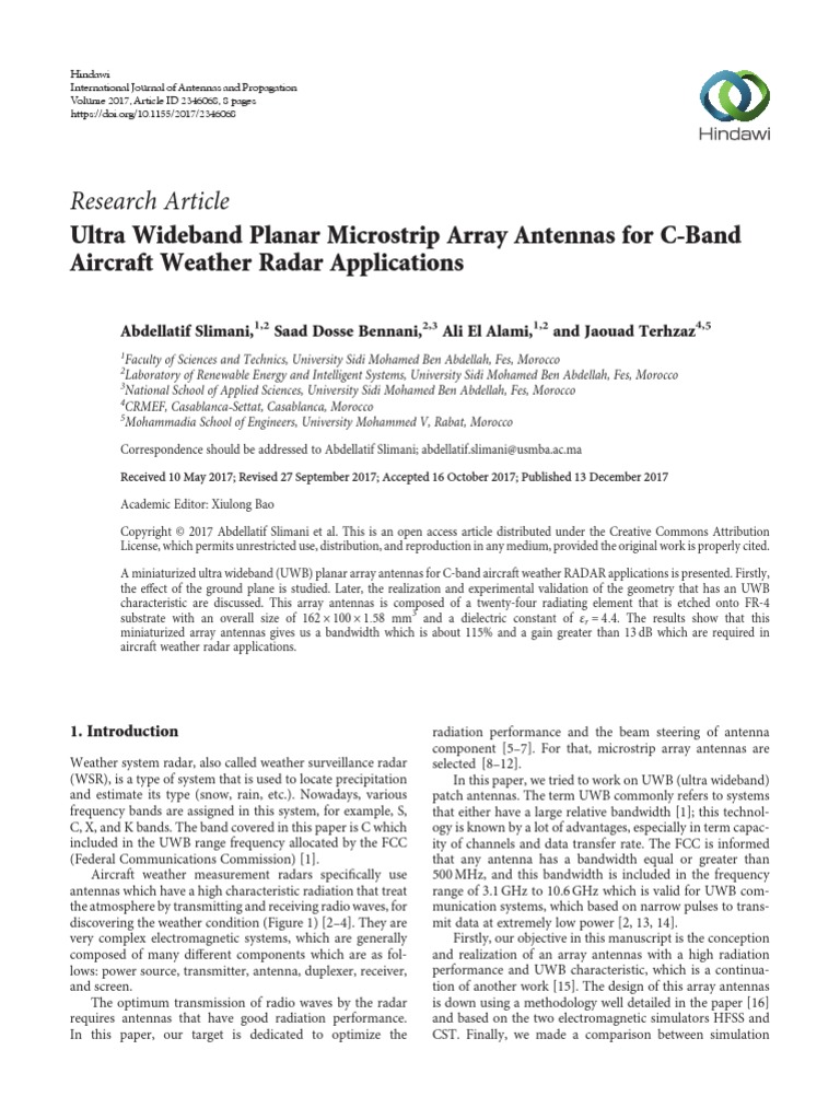 Research Article: Ultra Wideband Planar Microstrip Array Antennas For C-Band Aircraft Weather ...