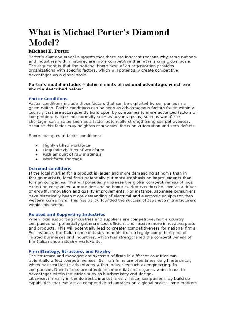 Diamond Model | PDF | Market (Economics) | Business Economics