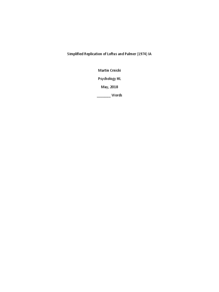Psych IA | PDF | Experiment | Memory
