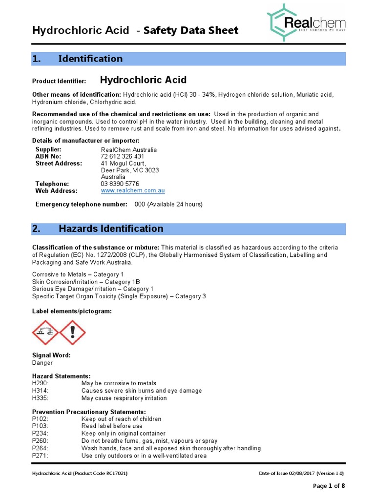 Hydrochloric Acid HCL Suppliers and Manufacturers - Cas No 7647-01-0 ...