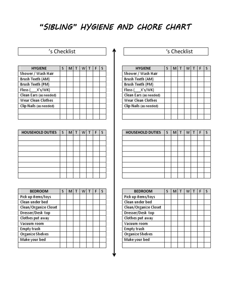 Sibling hygiene and chore chart | PDF