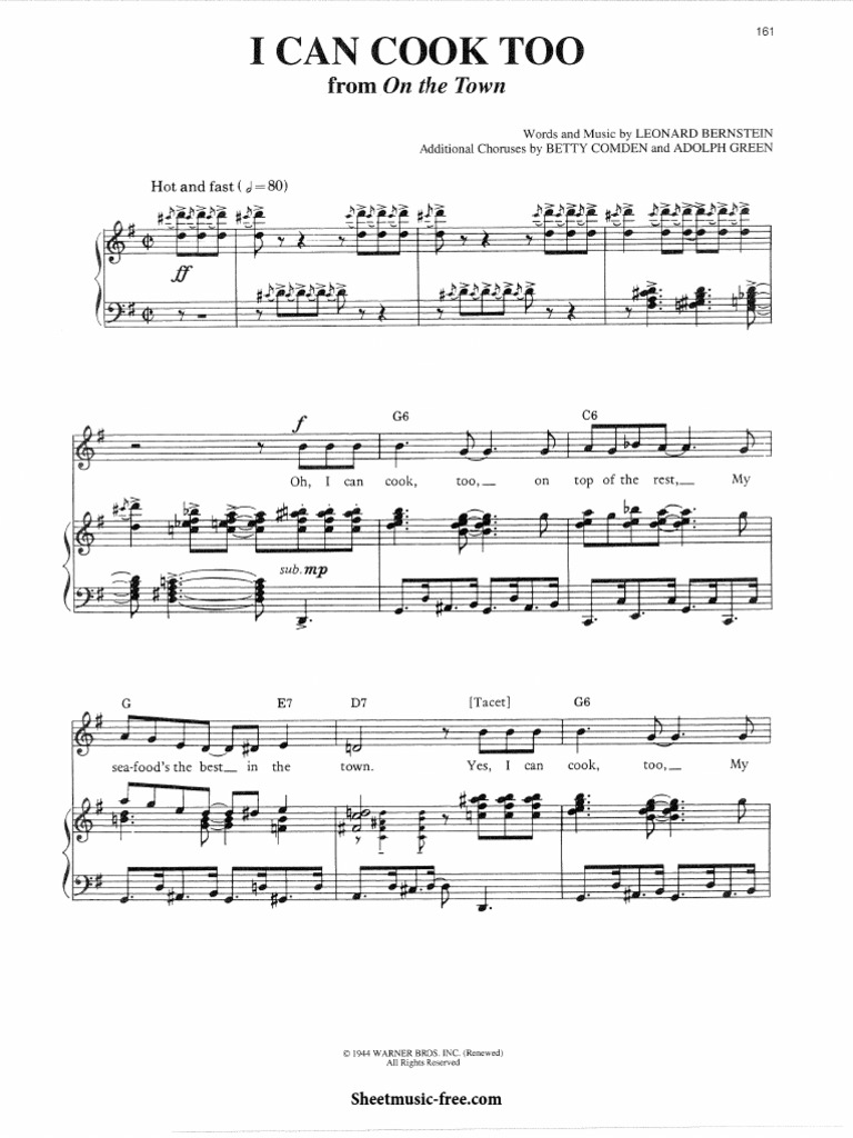 I Can Cook Too Sheet Music On The Town PDF | PDF