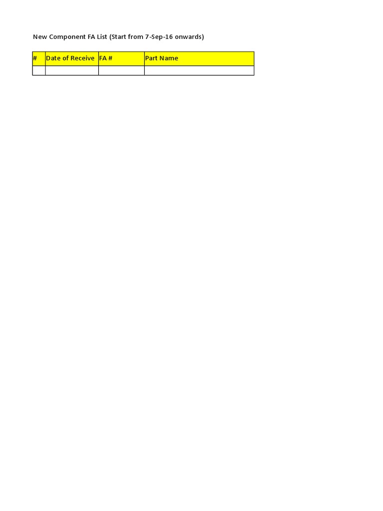 New FA Component List from Sep 2016 | PDF
