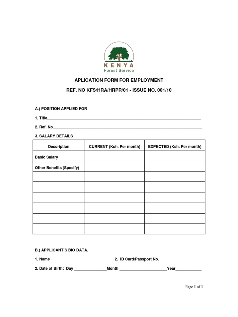 KFS Job Application Form 2025 | PDF | Common Law | Government Information