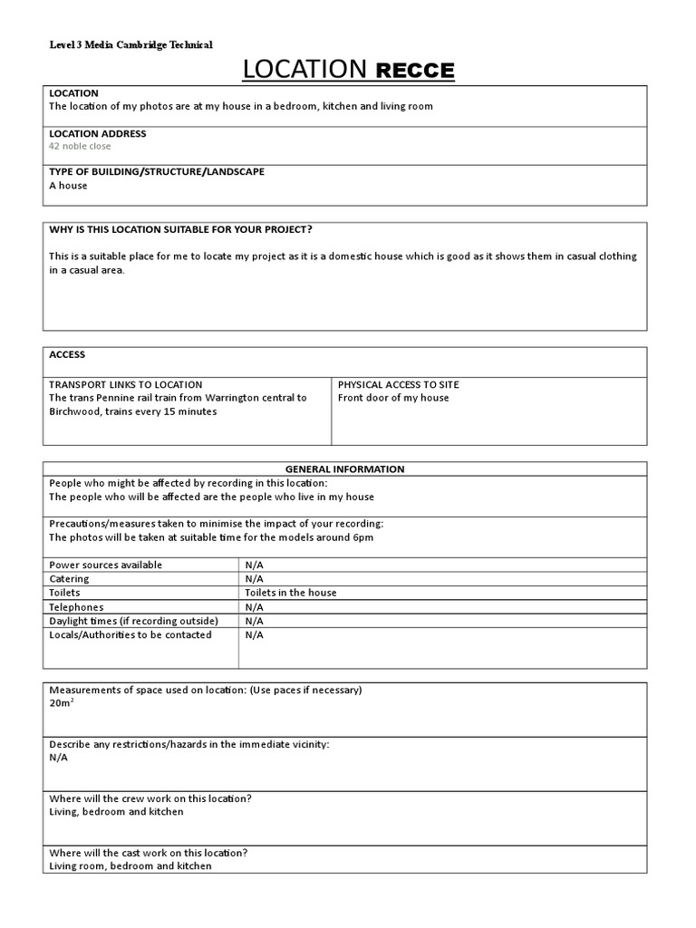 Location Recce | PDF