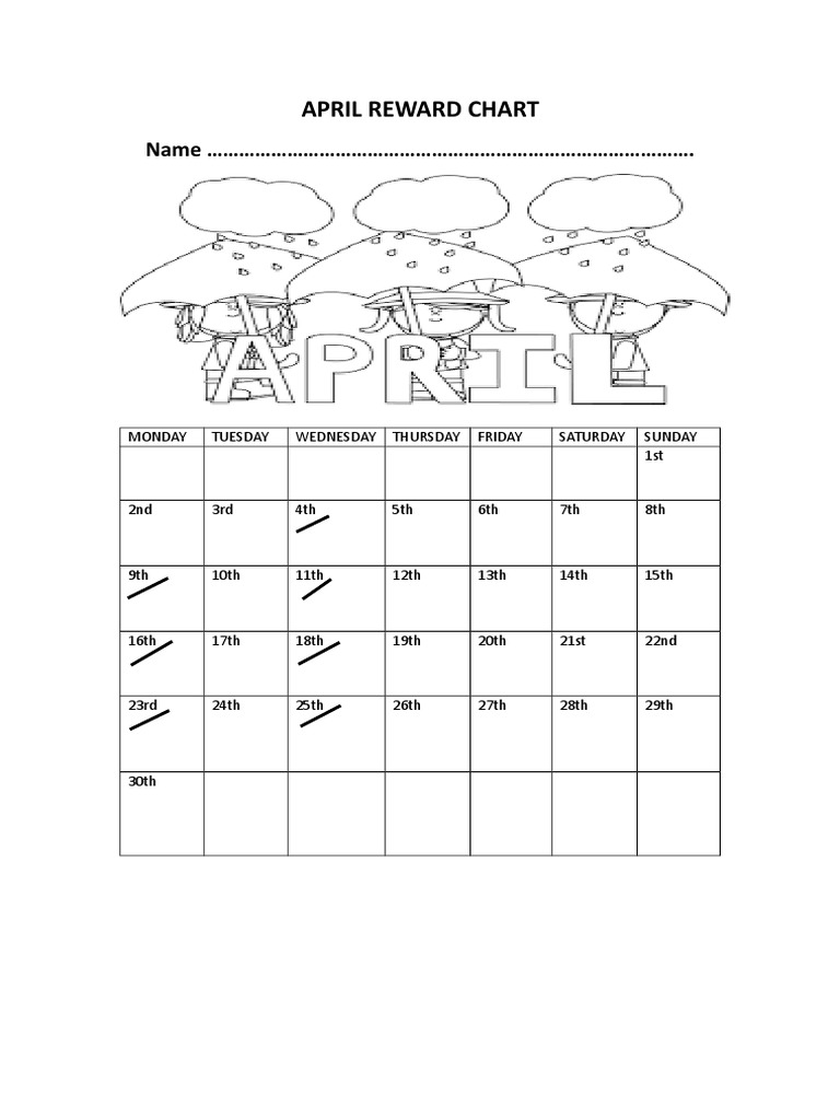 April Reward Chart: Name | PDF