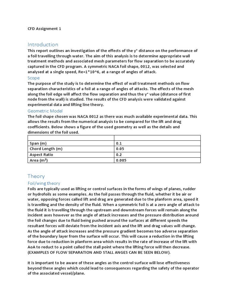 CFD Assignment 1 | PDF | Lift (Force) | Computational Fluid Dynamics