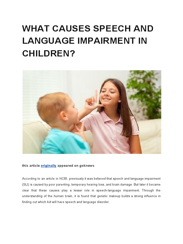 What Causes Speech and Language Impairment in Children | PDF ...