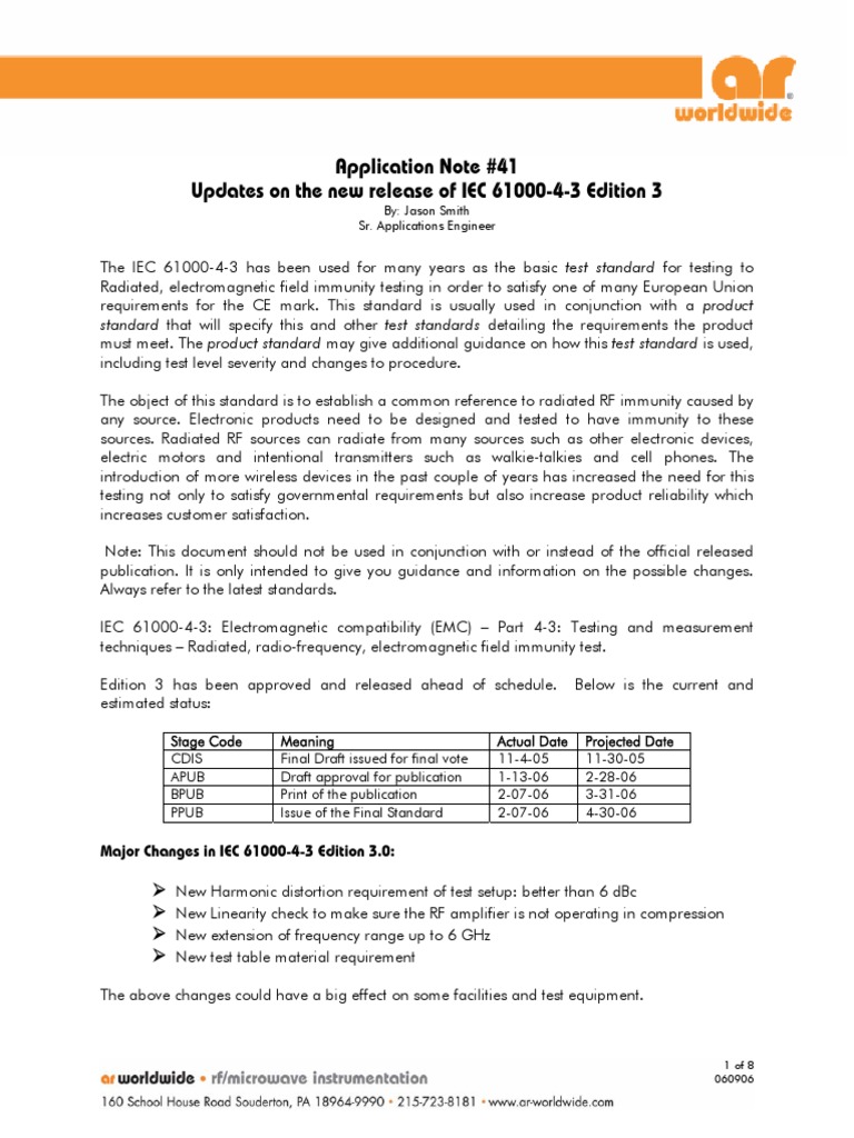 IEC App NoteAN 41 - IEC61000-4-3 Ed3 Update | PDF | Amplifier | Radio ...