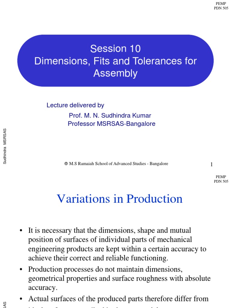 10 Dimensions, Fits and Tolerances For Assembly | PDF | Engineering ...