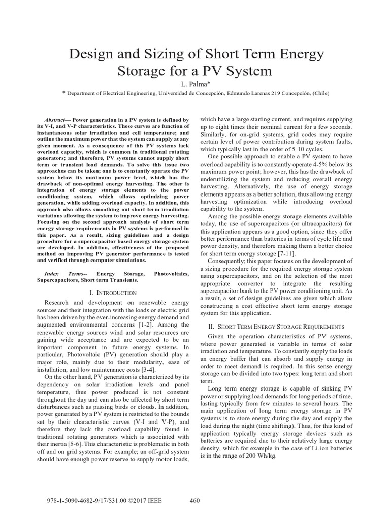 Design of Energy Storage For PV | PDF | Capacitor | Energy Storage
