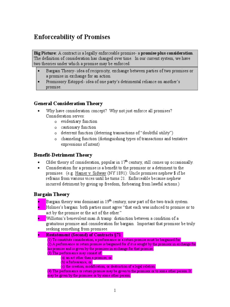Enforceability of Promises: General Consideration Theory | PDF | Offer And Acceptance | Estoppel