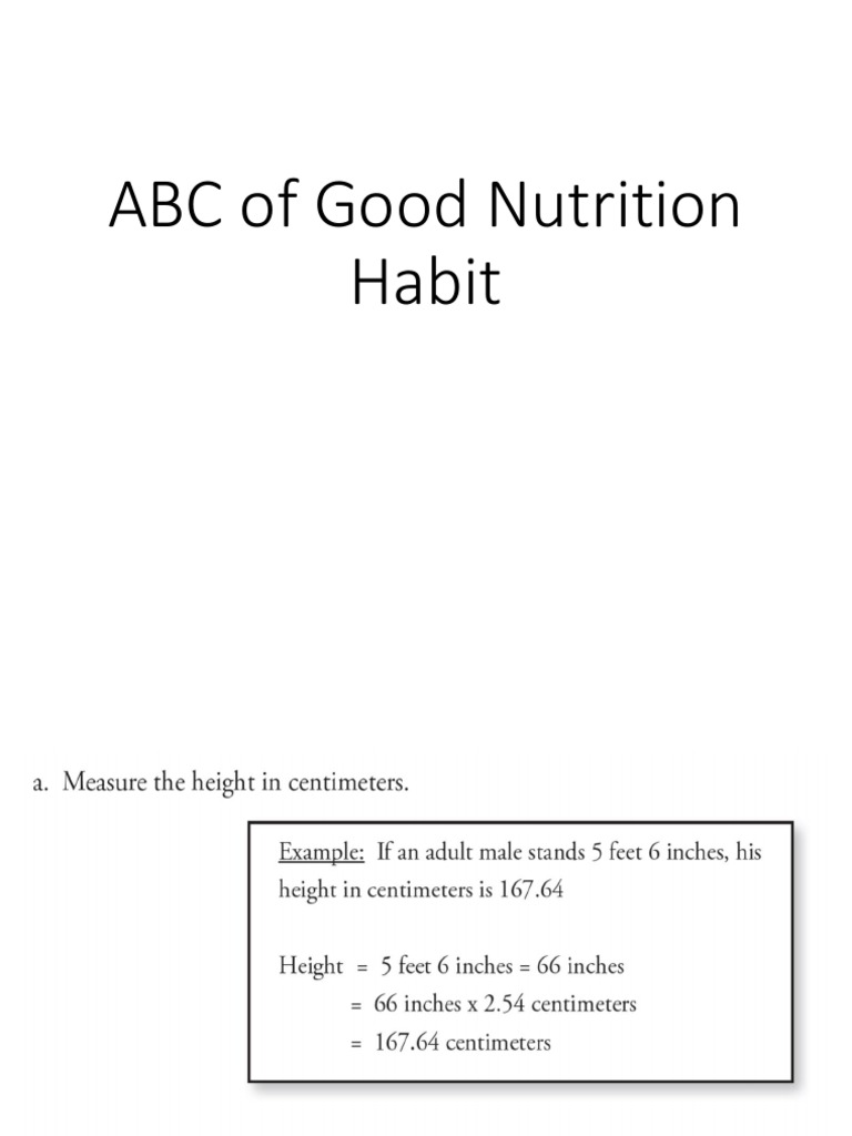 ABC of Good Nutrition Habit | PDF