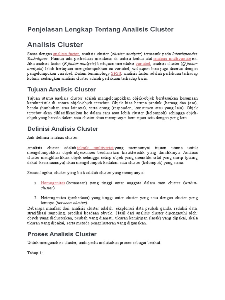 Analisis Cluster | PDF