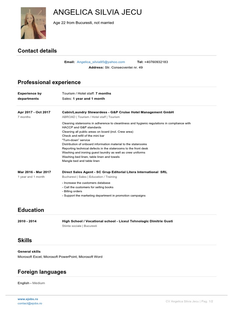 CV Angelica Silvia Jecu en PDF | PDF