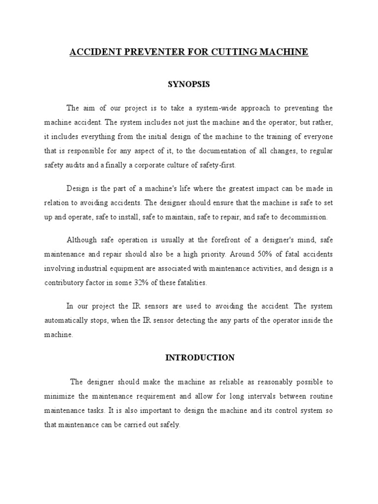 Cutting Machine Accident Prevention System | PDF | Safety | Risk