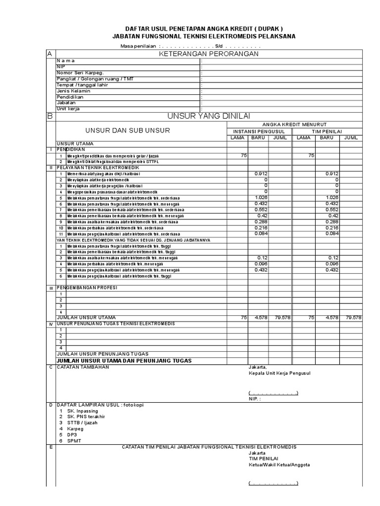 Contoh Form Lampiran - DUPAK Bidan | PDF