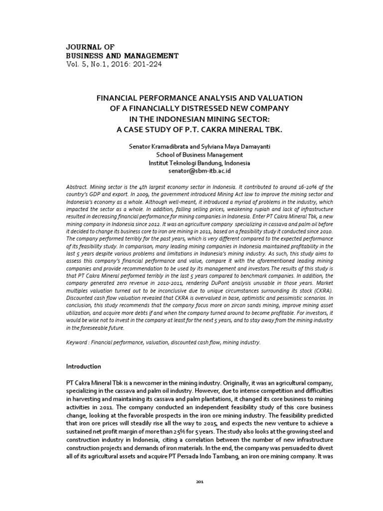 Contoh Jurnal Case Study SBM Itb | PDF | Valuation (Finance) | Mining