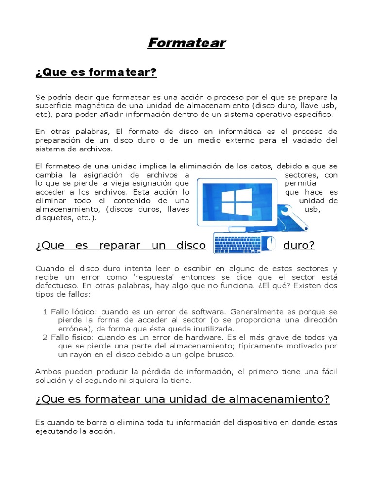 Que Es Formatear | PDF | Disco duro | Archivo de computadora