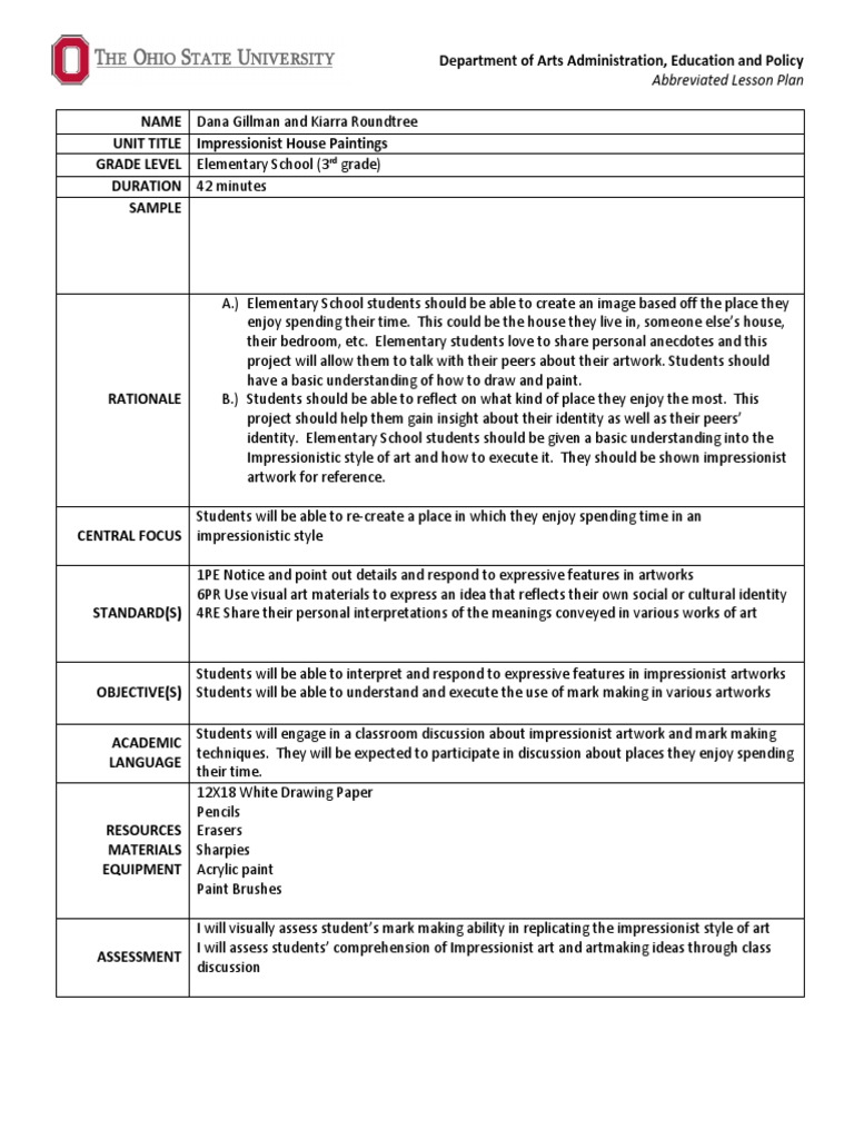 Mark Lesson Plan | PDF | Paintings | Lesson Plan