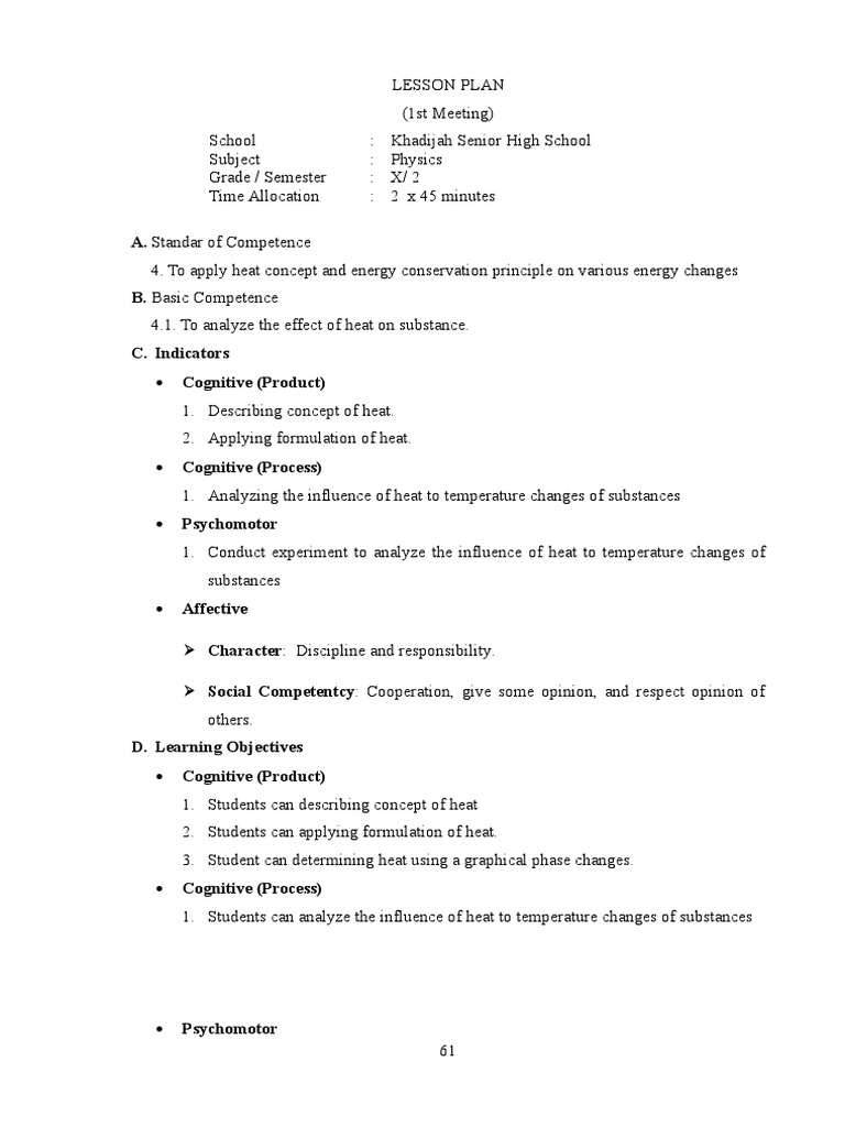 Lesson Plan 1 | PDF | Heat | Experiment
