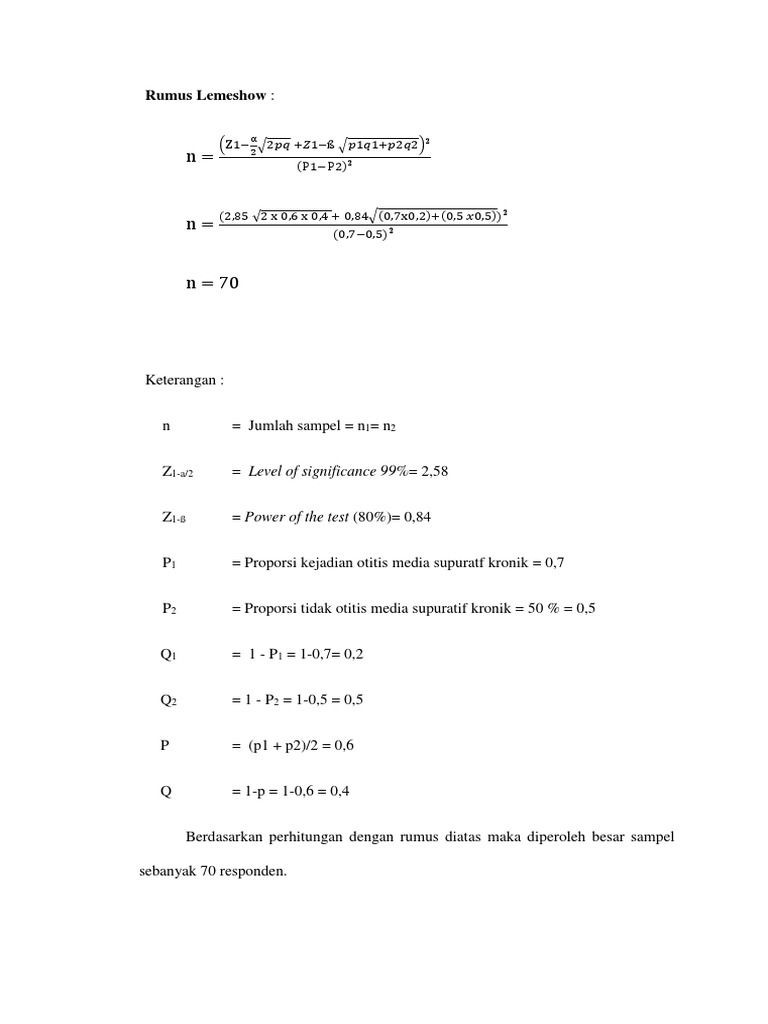 Rumus Lemeshow | PDF