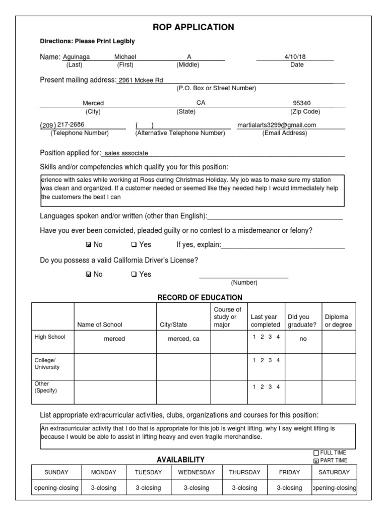 Michaels Job Application | PDF | Business