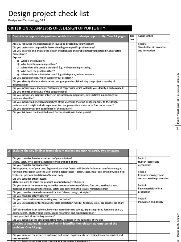 Criterion A Checklist | PDF | Human Factors And Ergonomics | Design