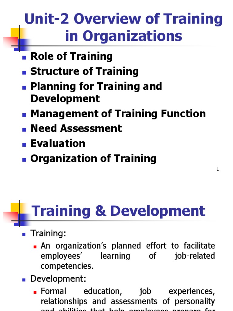 Unit-2 Overview of Trg. | PDF | Goal | Employment