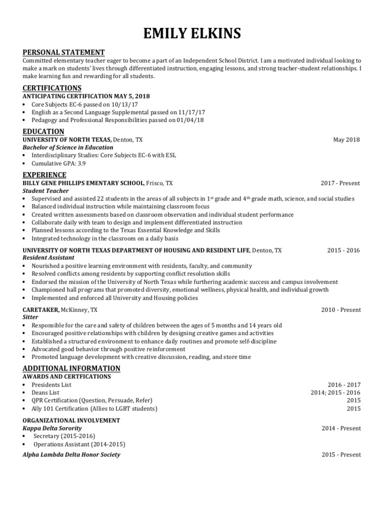 Emily Elkins Resume-Webiste | PDF | Differentiated Instruction ...