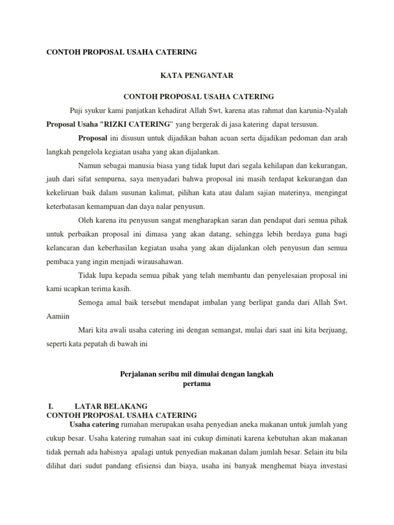 Contoh Proposal Usaha Catering | PDF