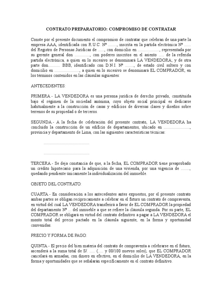 Contrato Preparatorio | PDF | Gobierno | Justicia