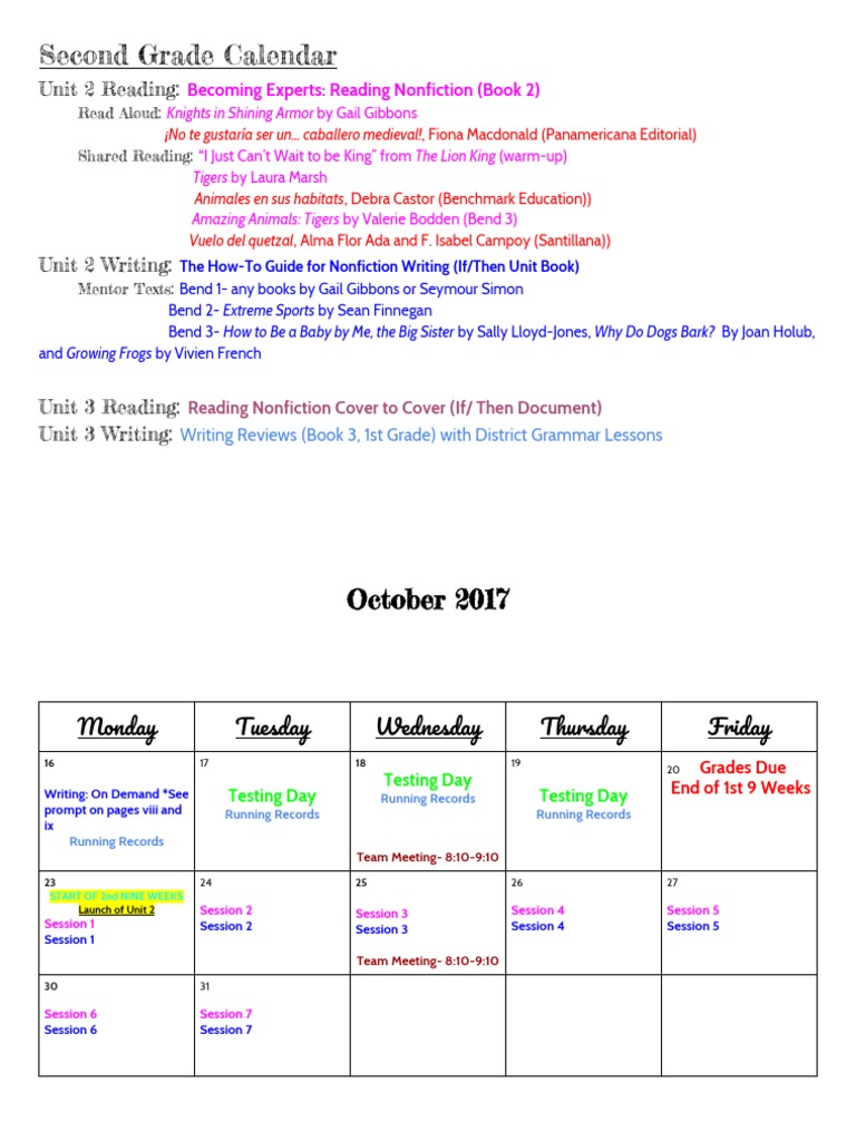 2nd Grade-Second Nine Weeks | PDF | Rules | Syntax