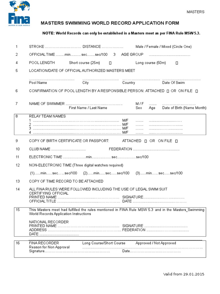 New Masters WR Application Form | PDF | Leisure